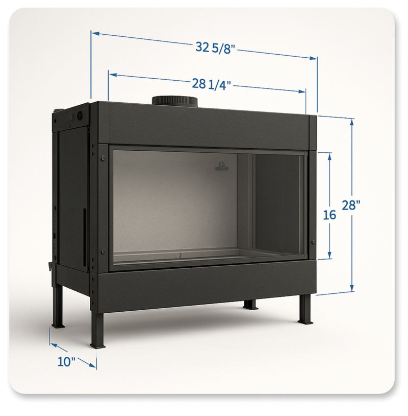 Flare Front Facing 30 Fireplace with 16 Glass