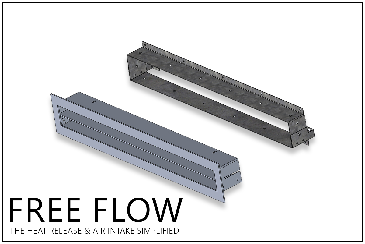 Flare Fireplace Louvers - Lower Air Intake & Upper Heat Release